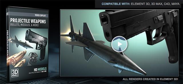 Buy Video Copilot 3D Model Pack - Projectile Weapons